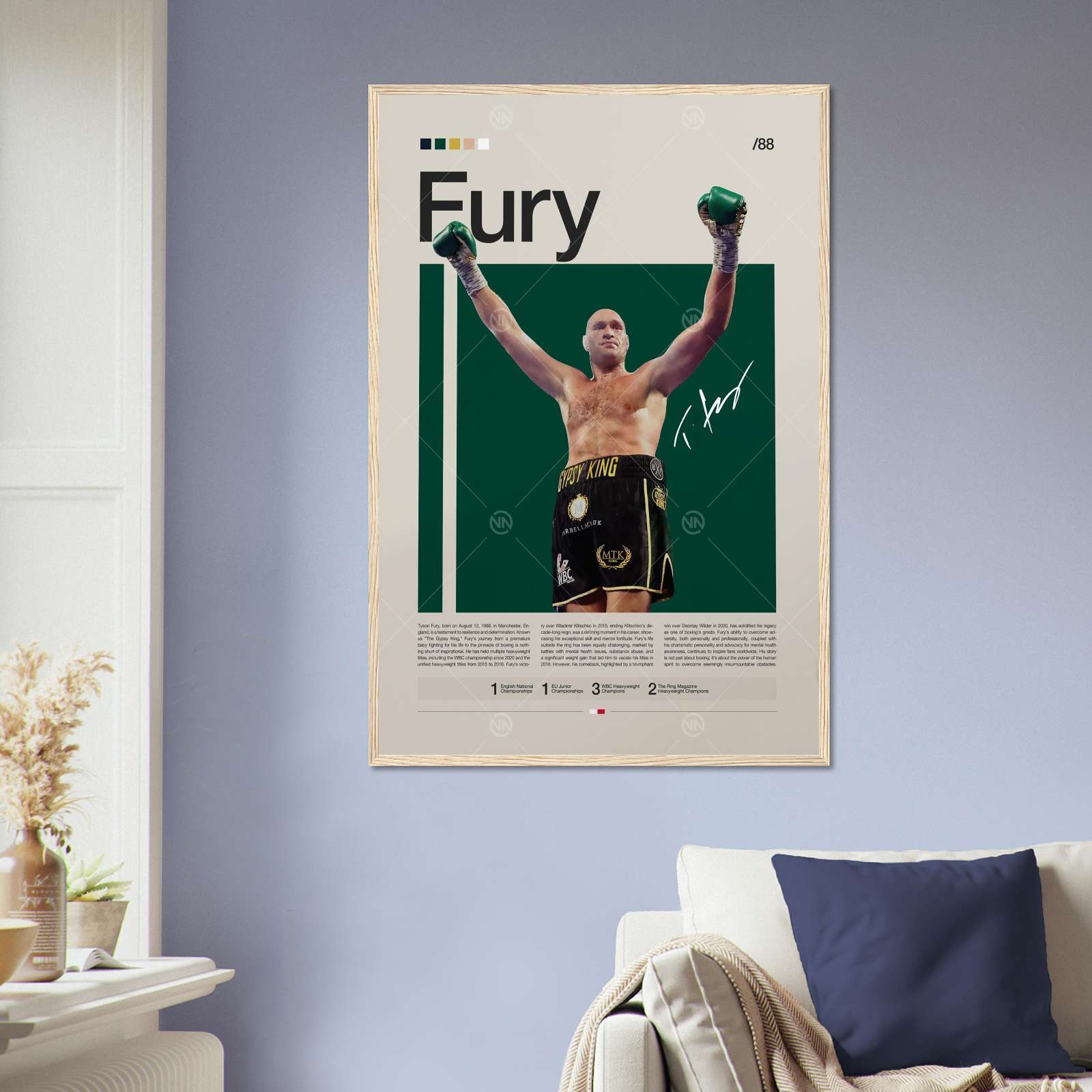 Tyson Fury Poster, Boxing Poster, Sports Poster, Boxing Wall Art, Full ...