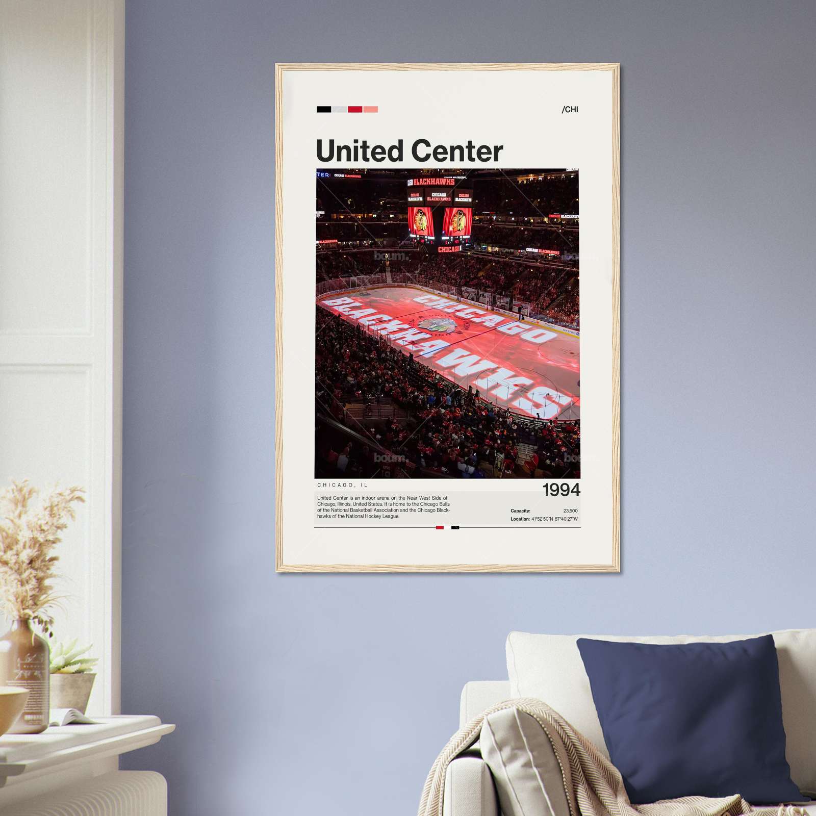 United Center Poster Mid-Century Modern Sports Art Print, Ideal Gift ...