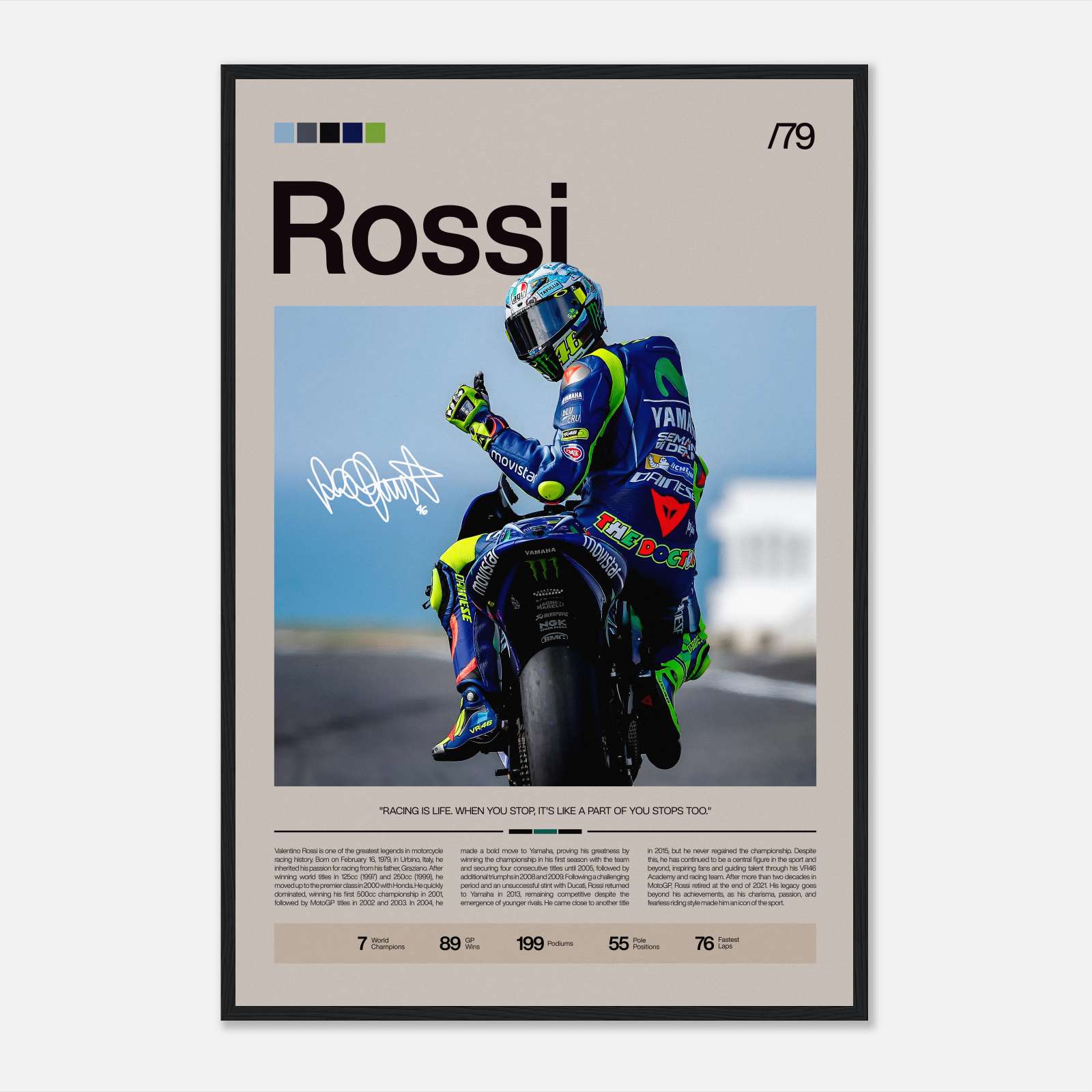 Valentino Rossi Poster, Rossi Motogp Poster, Full-Size Poster, Ready to ...