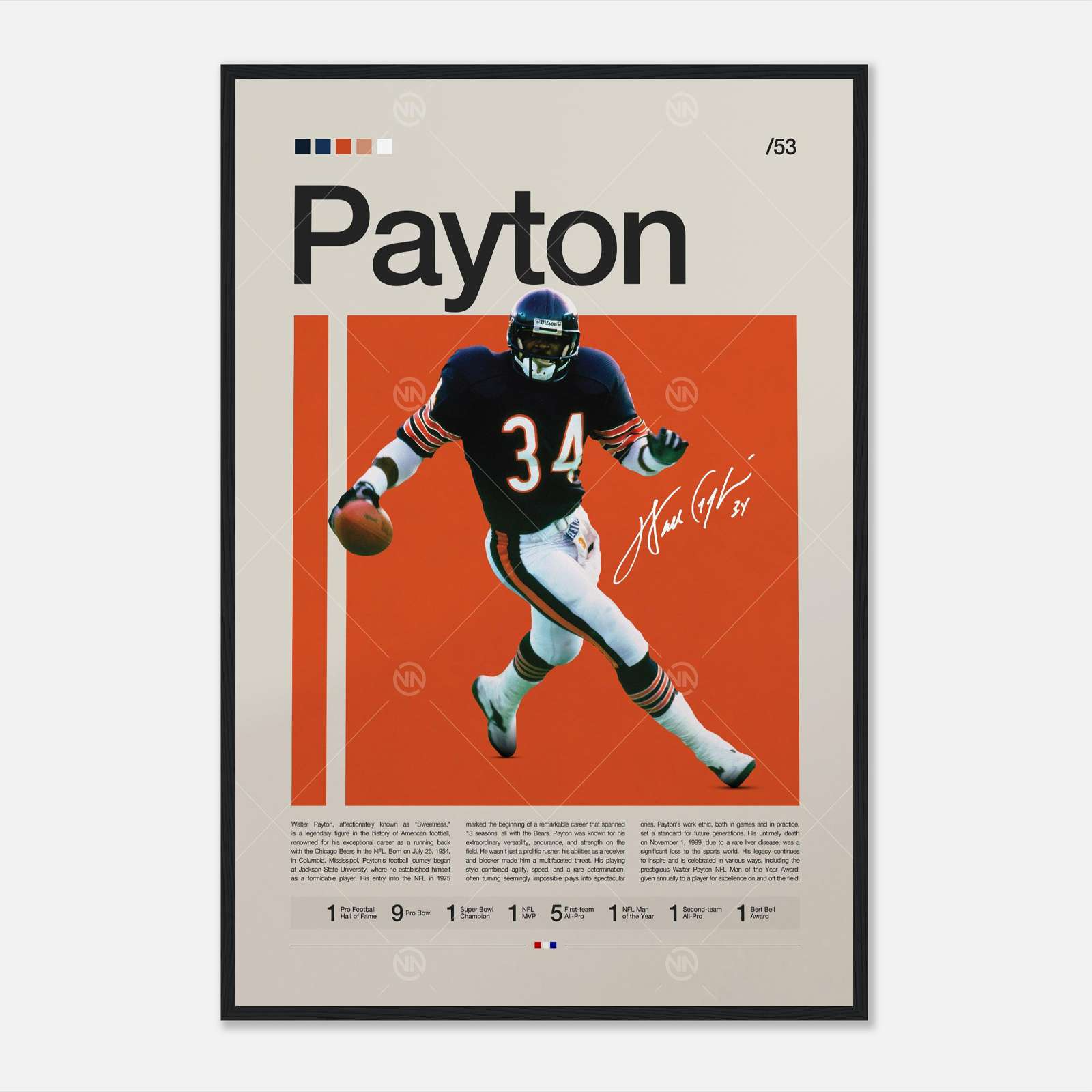 Walter Payton Poster, Sports Poster, Football Poster, Full-Size Poster ...