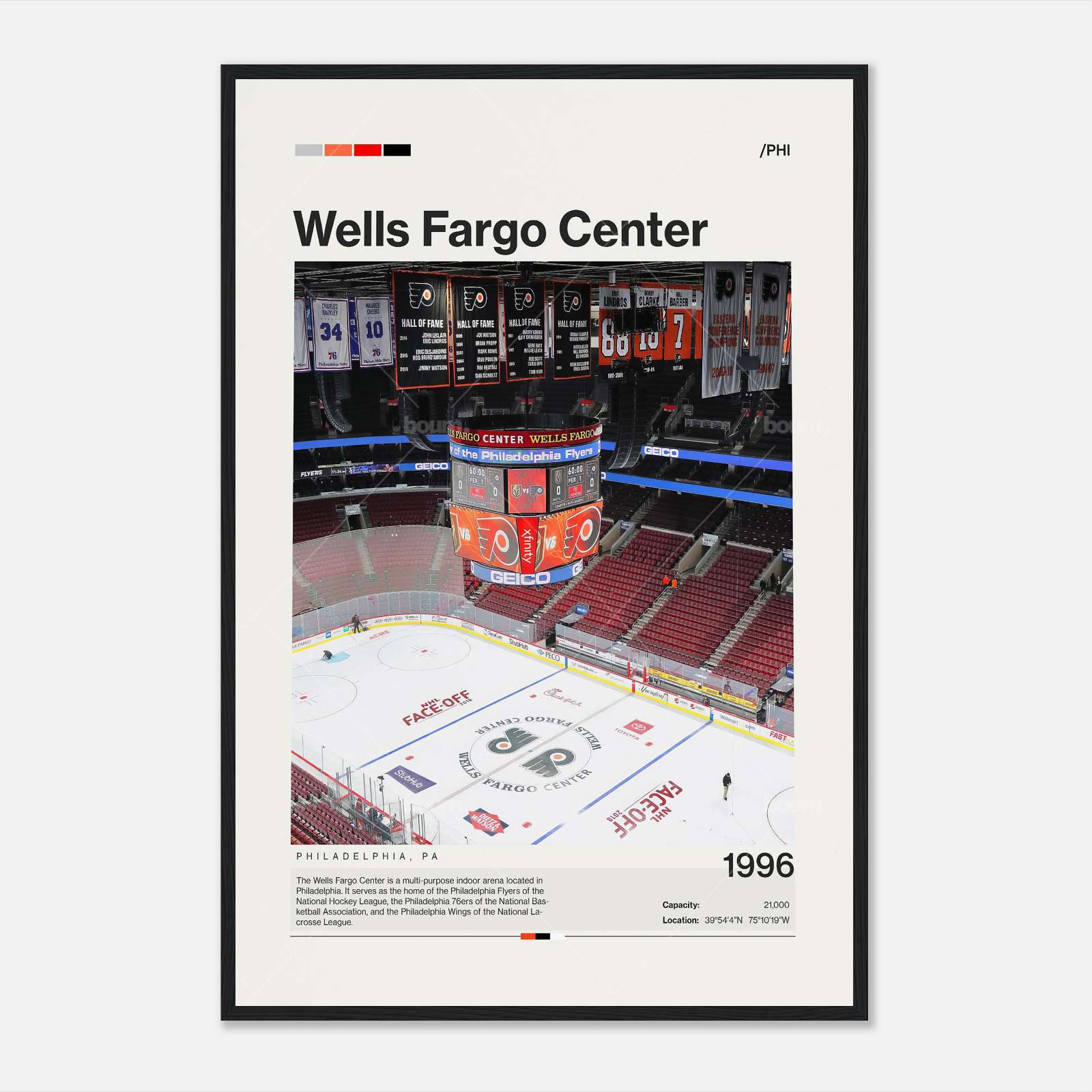 Wells Fargo Center Stadium Poster, Sports Poster, Stadium Poster, Full ...