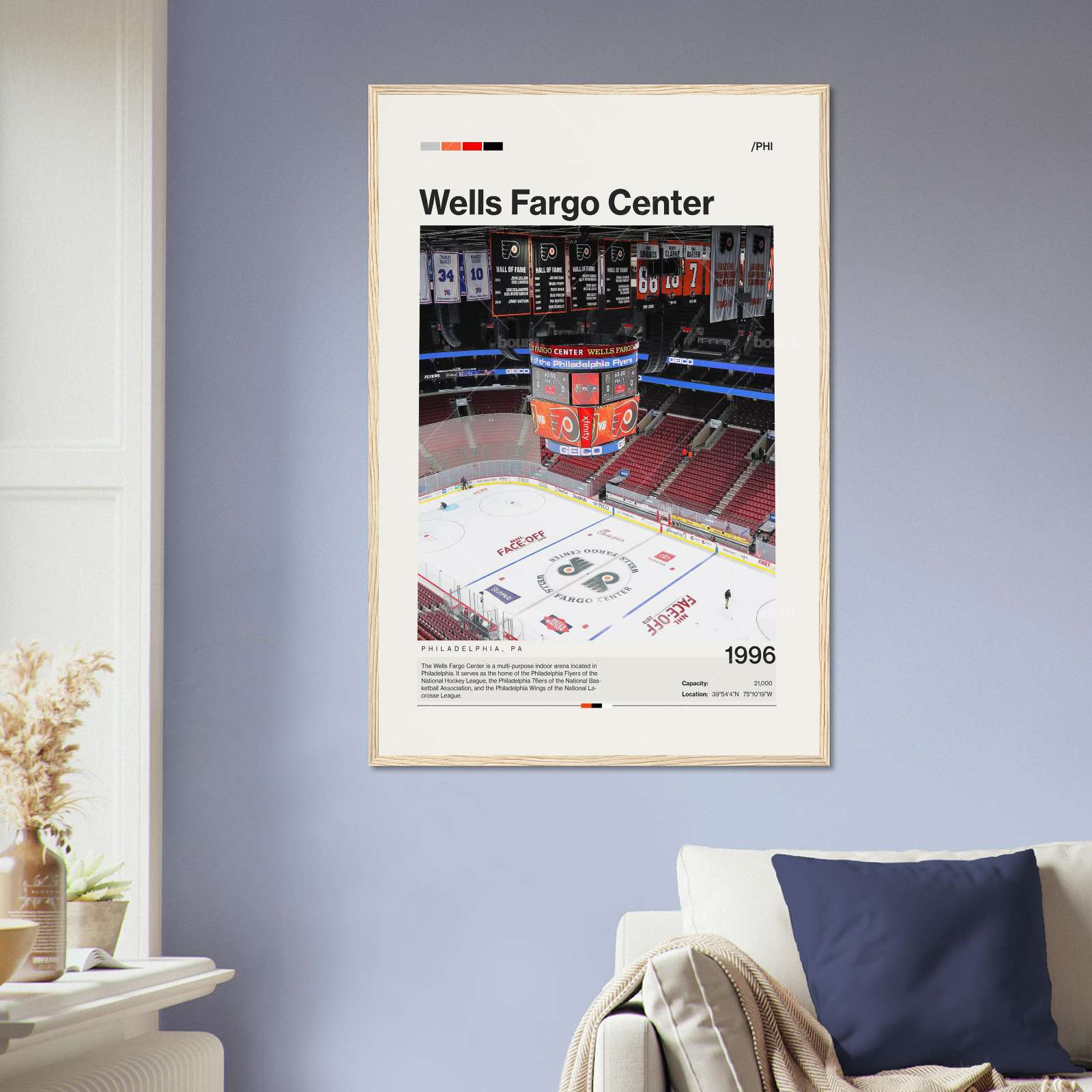Wells Fargo Center Stadium Poster, Sports Poster, Stadium Poster, Full ...