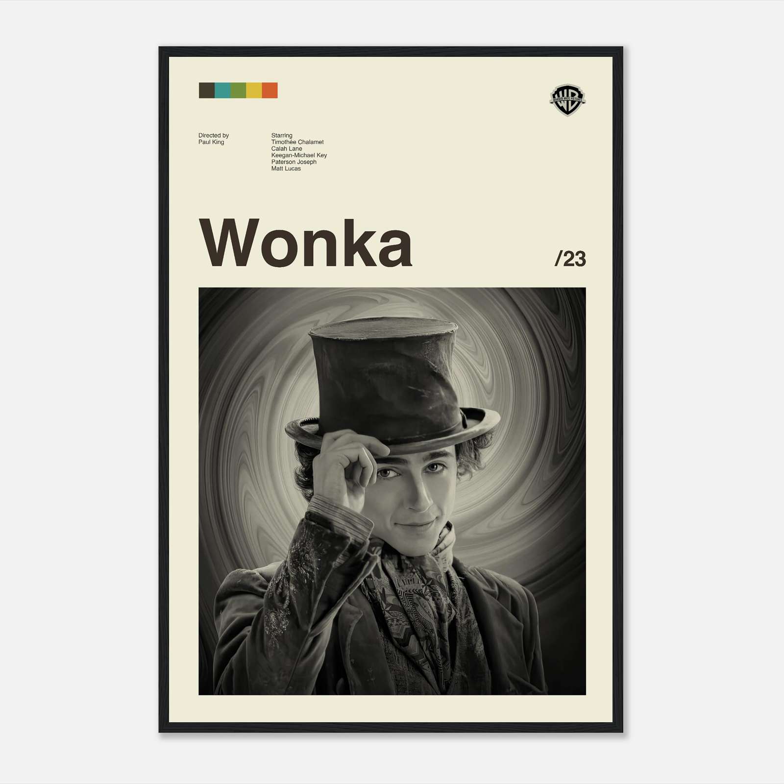 Wonka Movie Poster, Film Poster Black And White, Retro Poster, Full ...