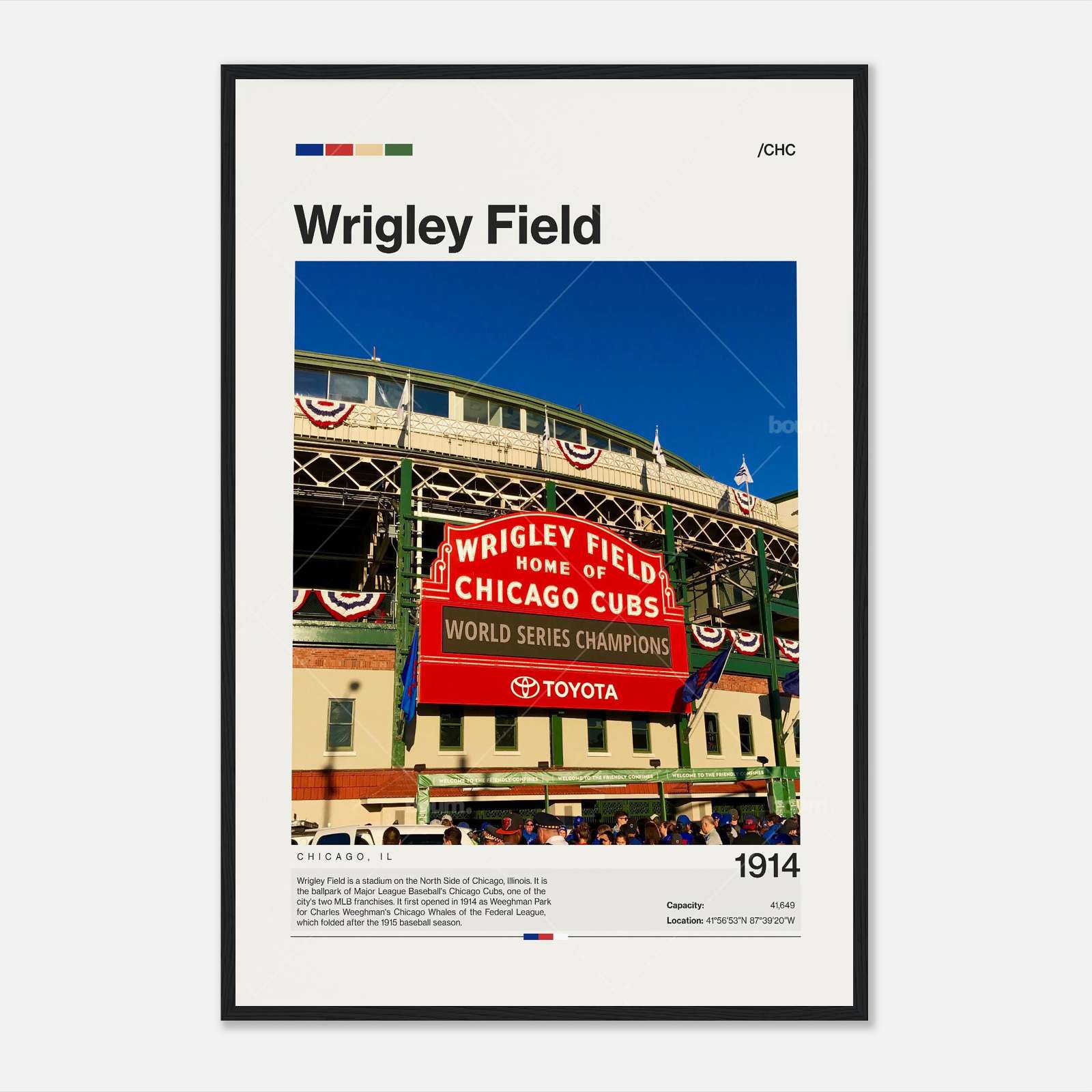 Wrigley Field Poster, Stadium Poster, Baseball Fan Gift Print, Full ...