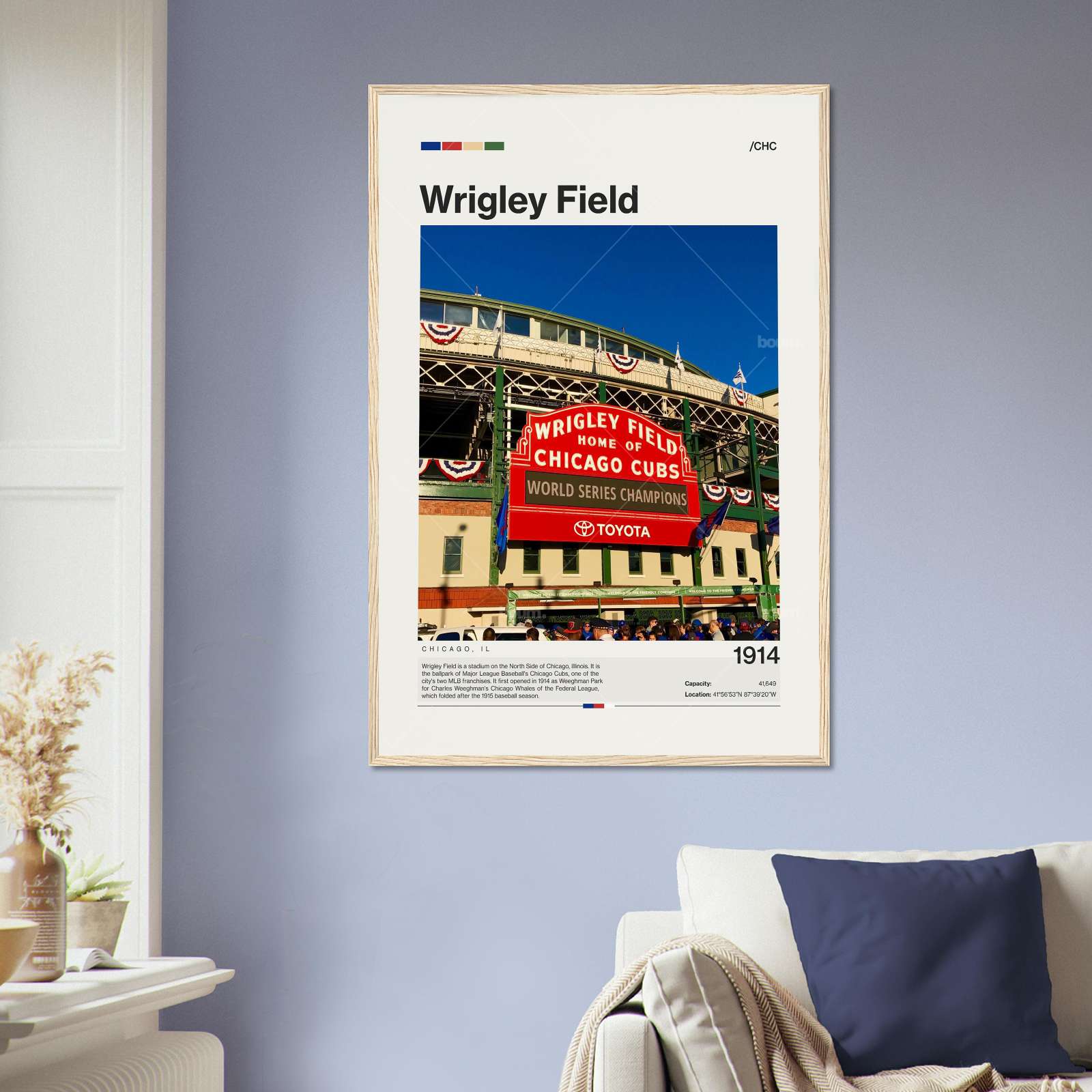 Wrigley Field Poster, Stadium Poster, Baseball Fan Gift Print, Full ...