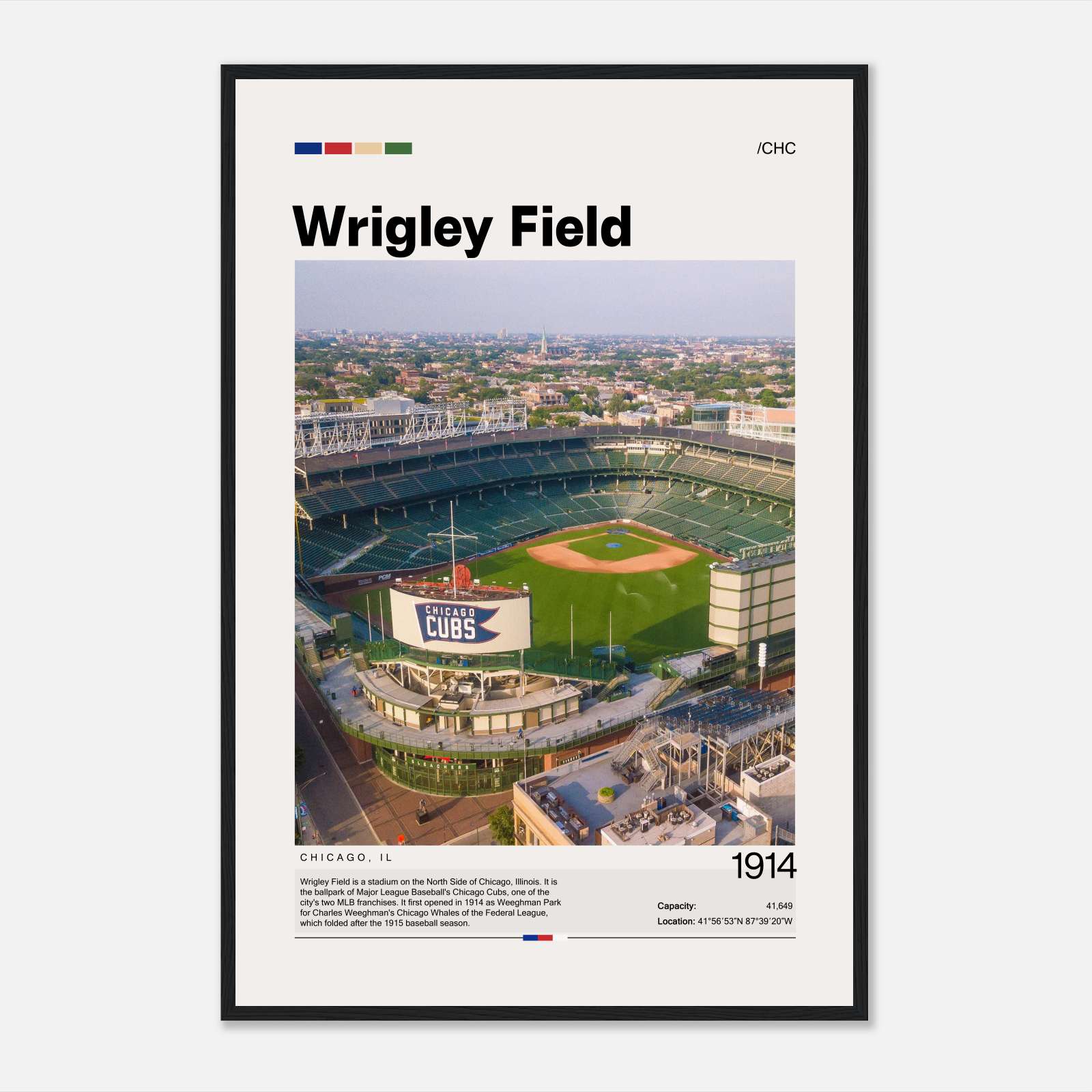 Wrigley Field Poster, Stadium Poster, Sports Poster, Full-Size Poster ...