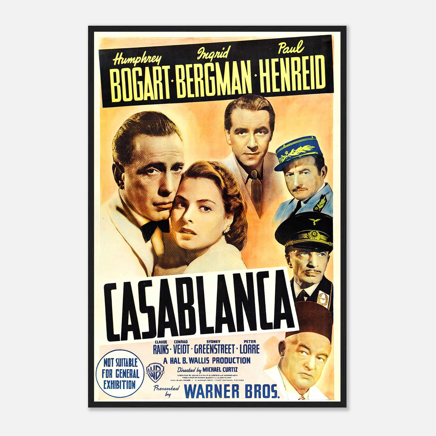 Casablanca (1943) Movie Poster, Classic Vintage Movie Casablanca Poster ...