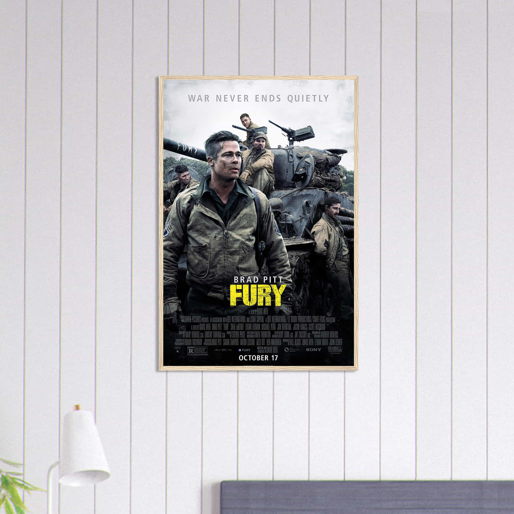 Fury Movie Poster, Fury (2014) Brad Pitt Classic Movie Poster - Citiesbox