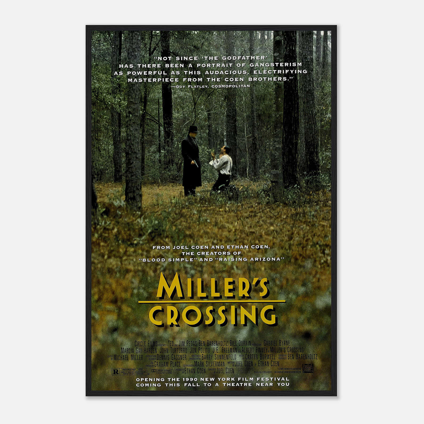Miller's Crossing (1990) Poster, Miller's Crossing Classic Vintage Movie Poster, Classic Cartoon ...