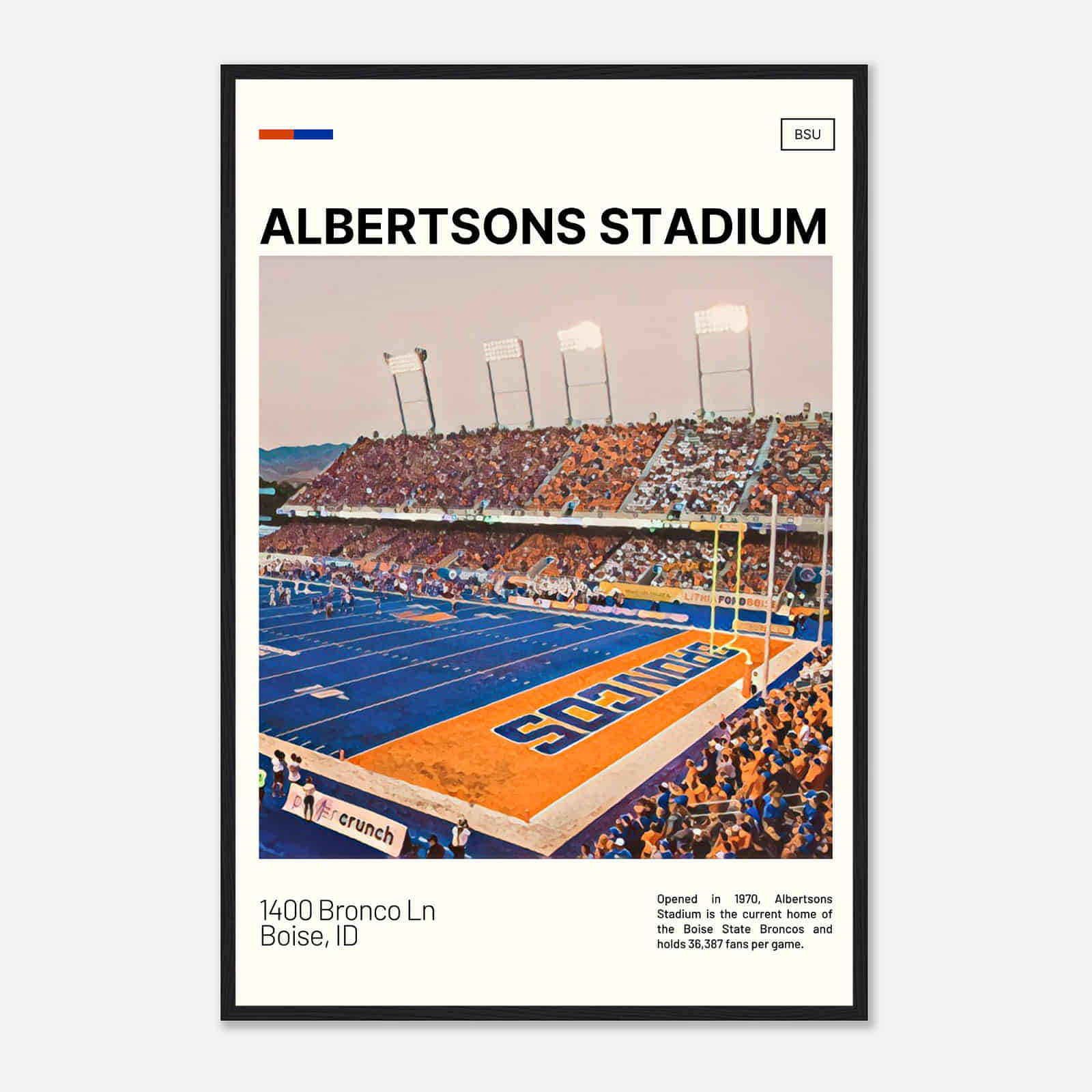 Albertsons Stadium Digital Oil Painting Poster Print - Citiesbox