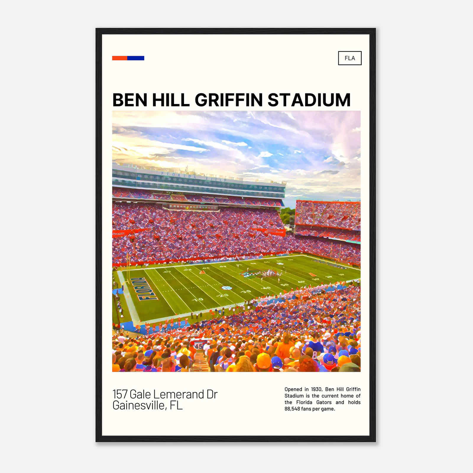 Ben Hill Griffin Stadium Digital Oil Painting Poster Print - Citiesbox