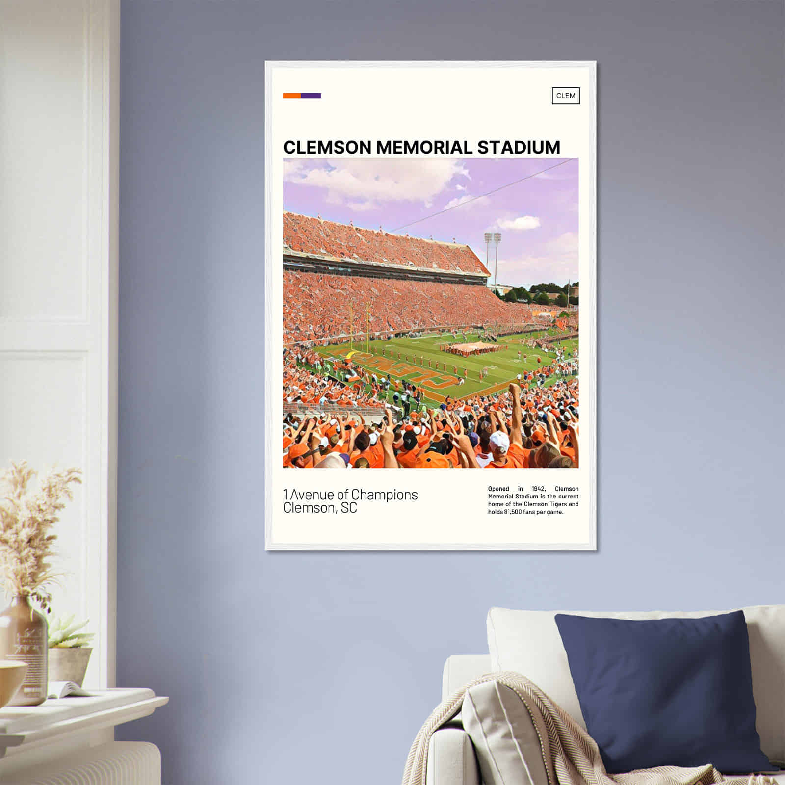 Clemson Memorial Stadium Digital Oil Painting Poster Print - Citiesbox