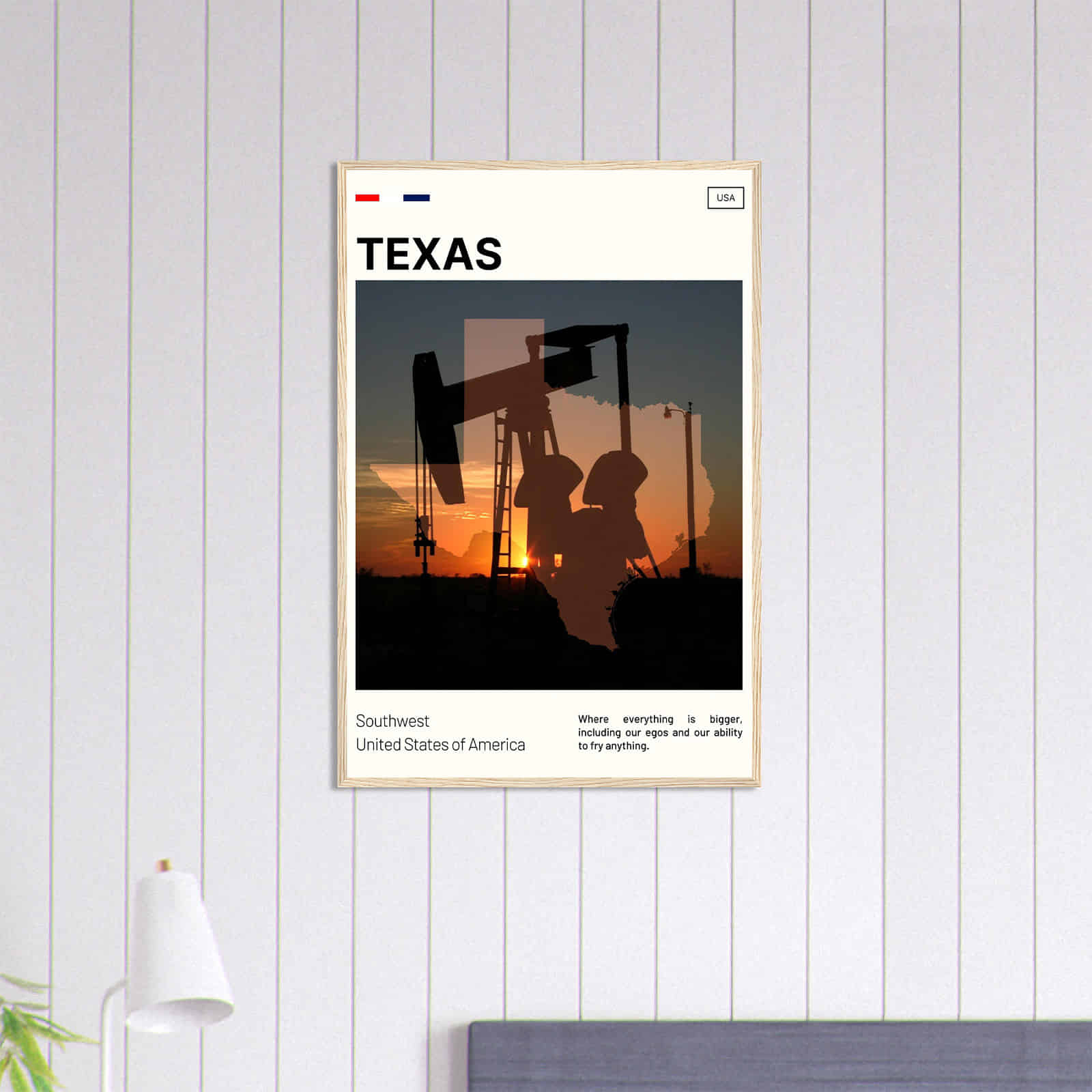 Cute Texas Mid-Century Modern Digital Oil Painting Poster Print - Citiesbox