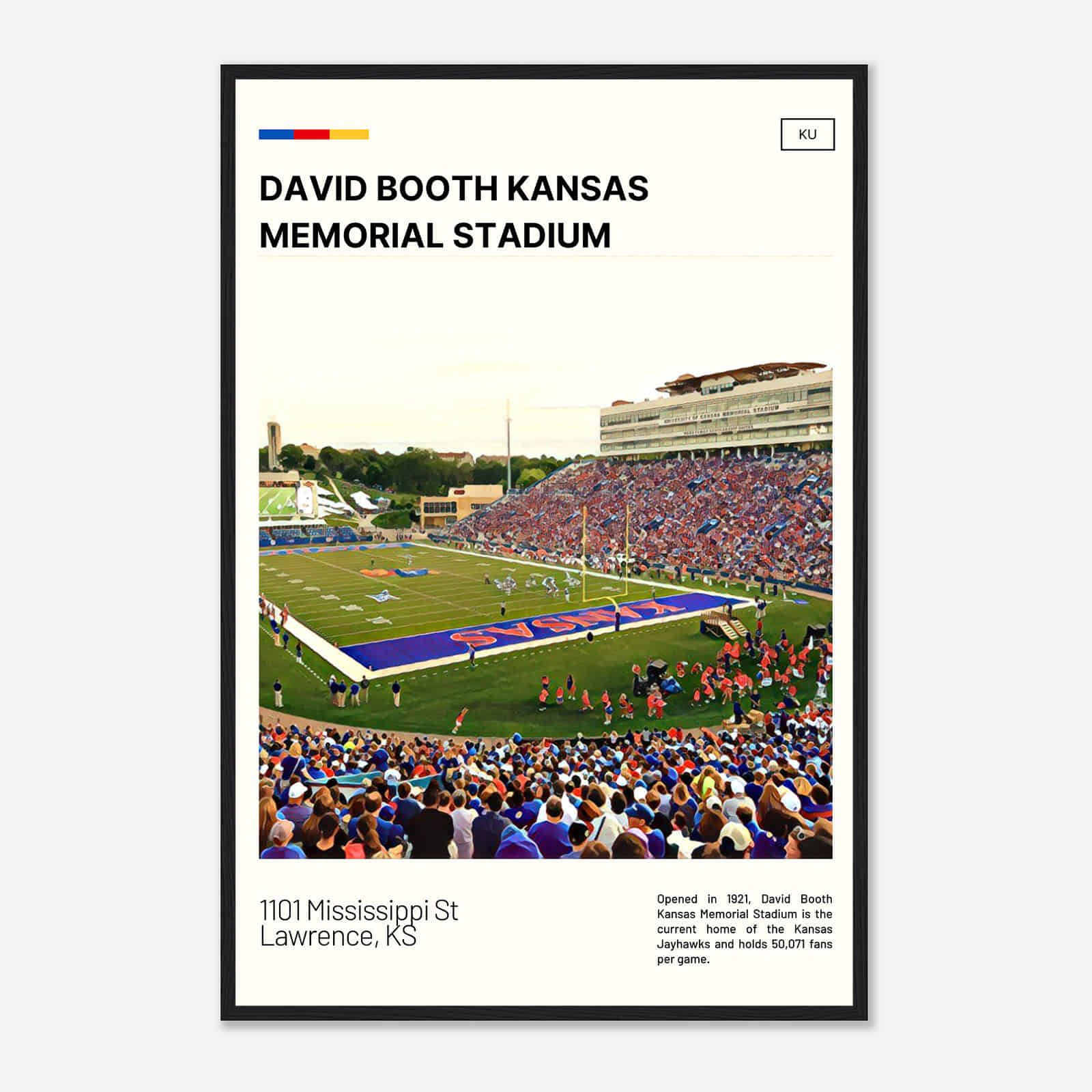 David Booth Kansas Memorial Stadium Digital Oil Painting Poster Print ...