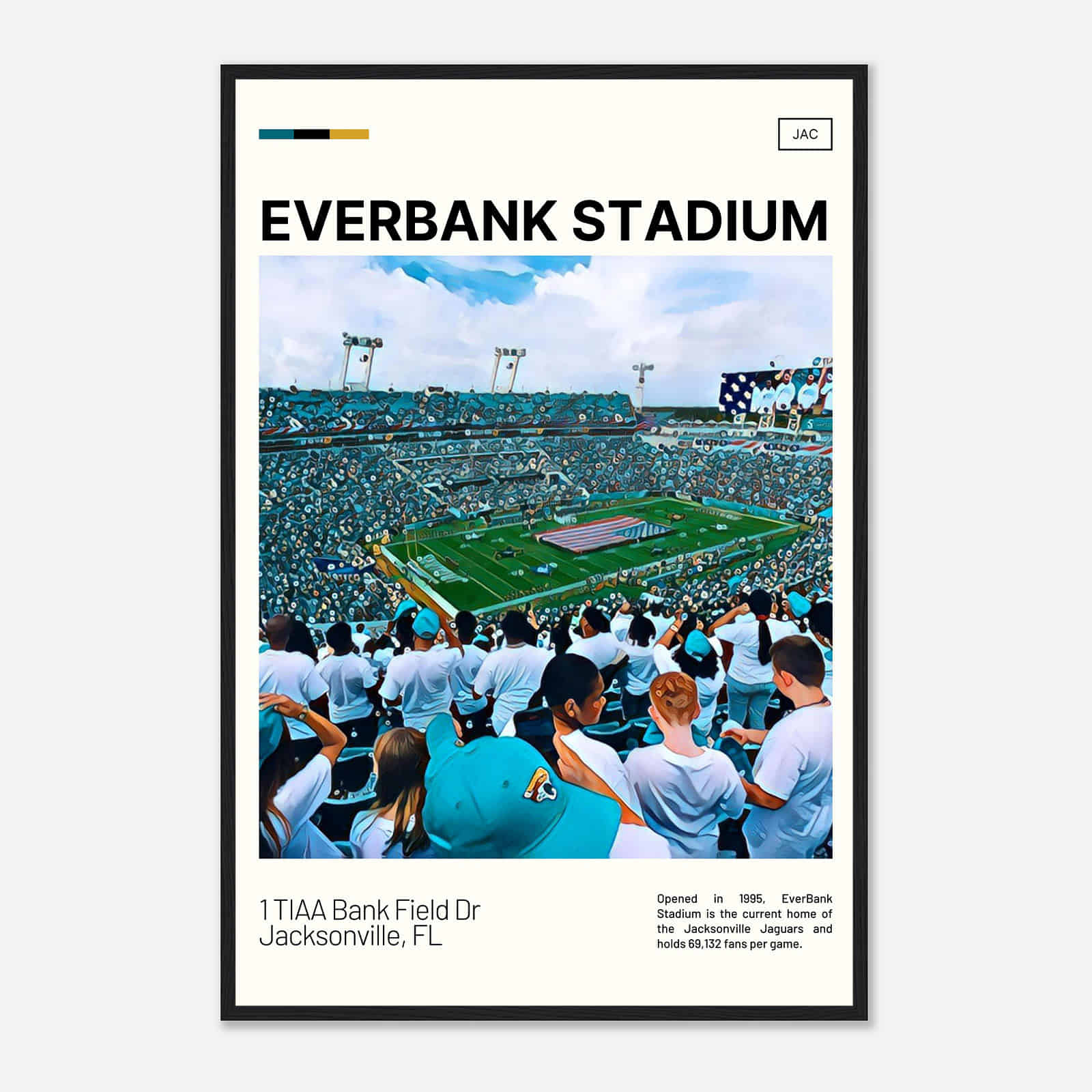 EverBank Stadium Field Digital Oil Painting Poster Print - Citiesbox