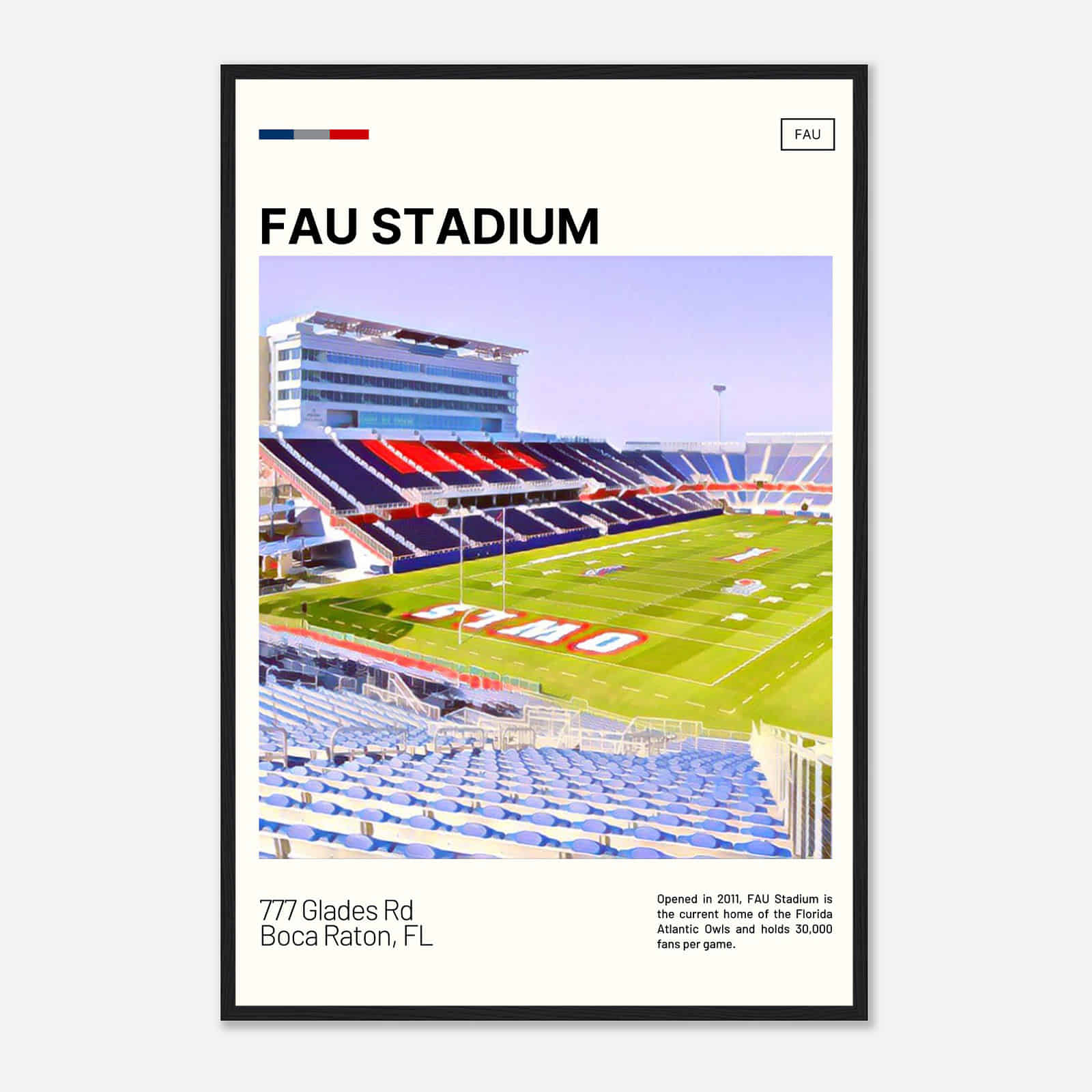 FAU Stadium Digital Oil Painting Poster Print - Citiesbox