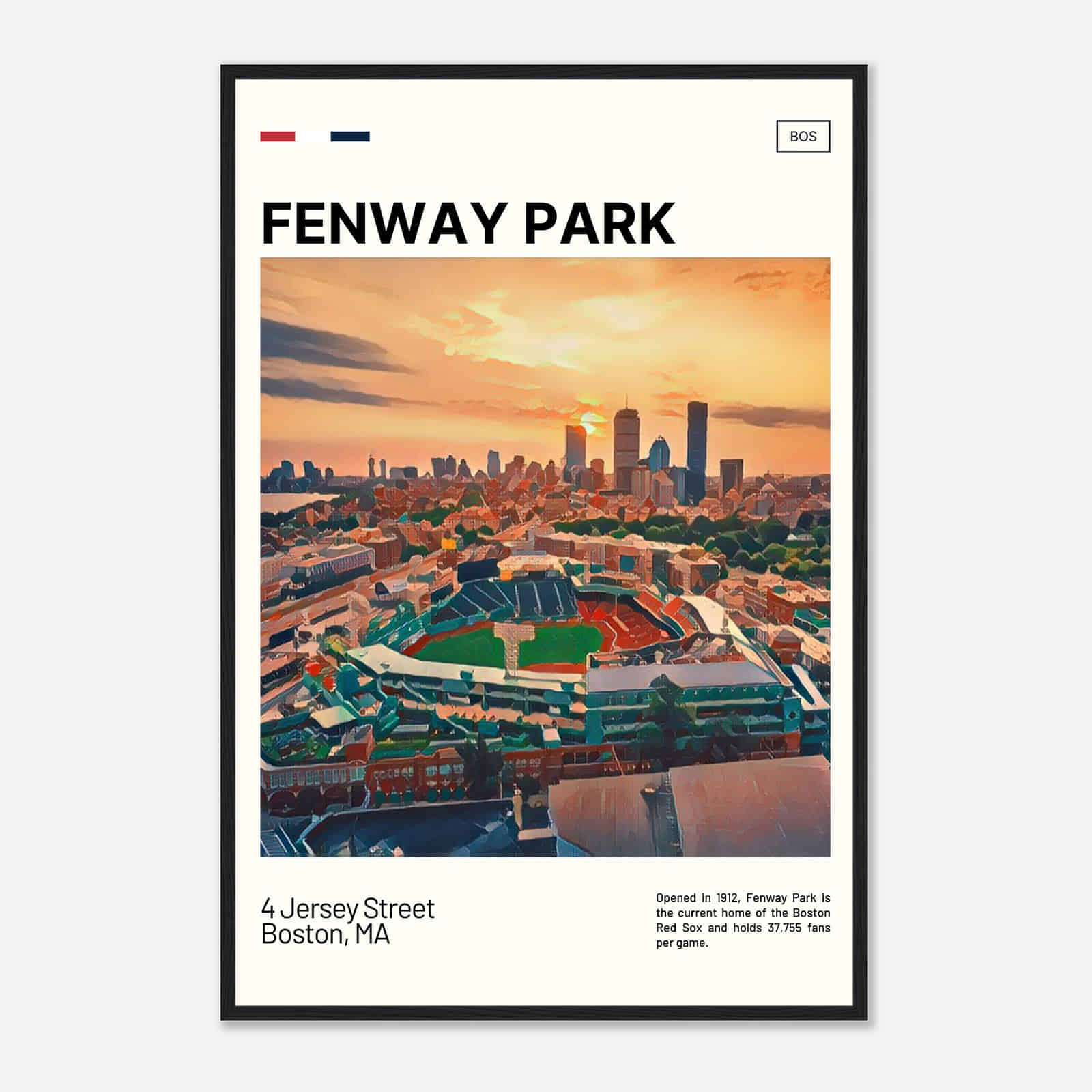 Fenway Park Skyline Digital Oil Painting Poster Print - Citiesbox