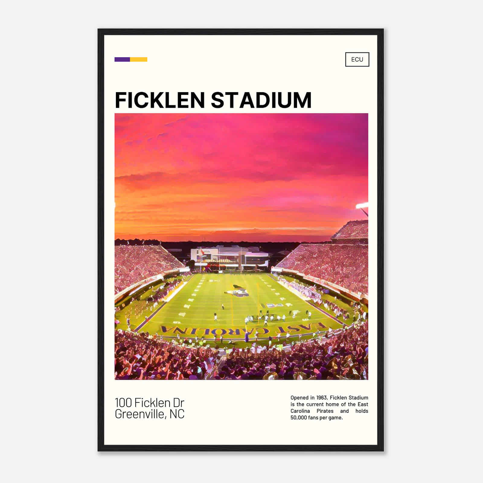 Ficklen Stadium Digital Oil Painting Poster Print - Citiesbox