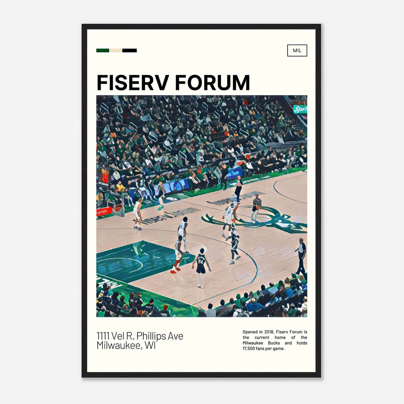 Fiserv Forum Digital Oil Painting Poster Print - Citiesbox
