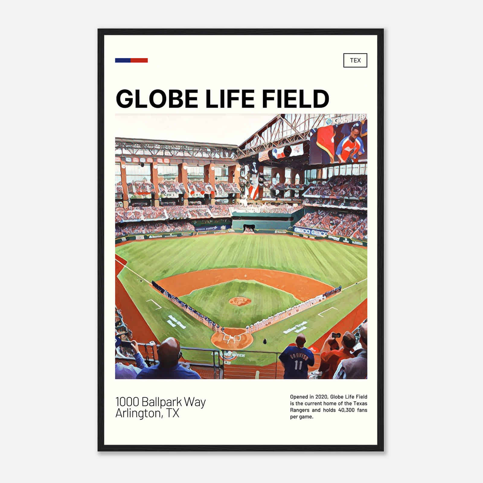 Globe Life Field Digital Oil Painting Poster Print - Citiesbox