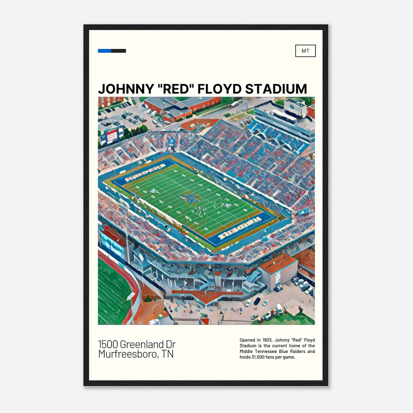 Johnny Red Floyd Stadium Digital Oil Painting Poster Print - Citiesbox
