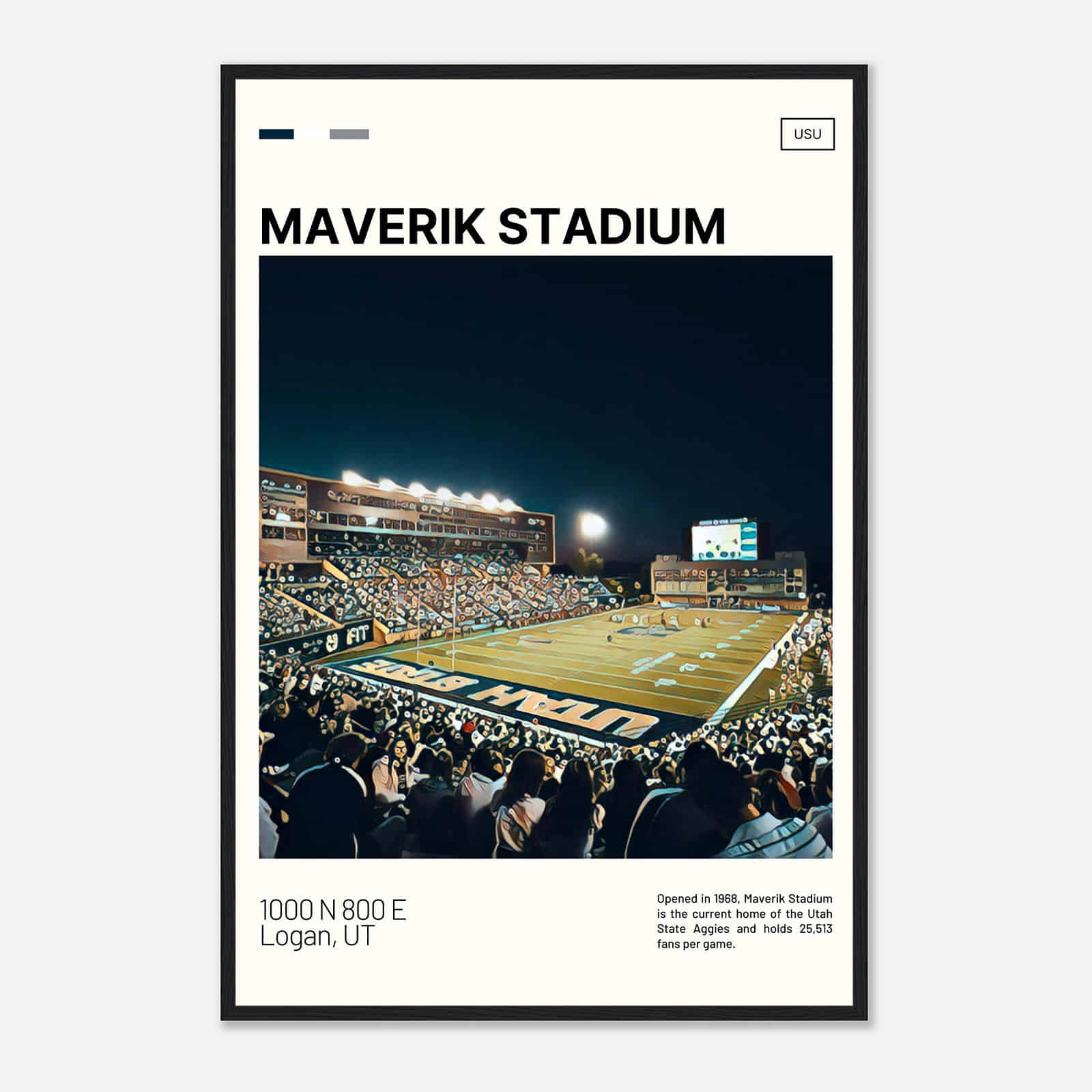 Maverik Stadium Digital Oil Painting Poster Print - Citiesbox