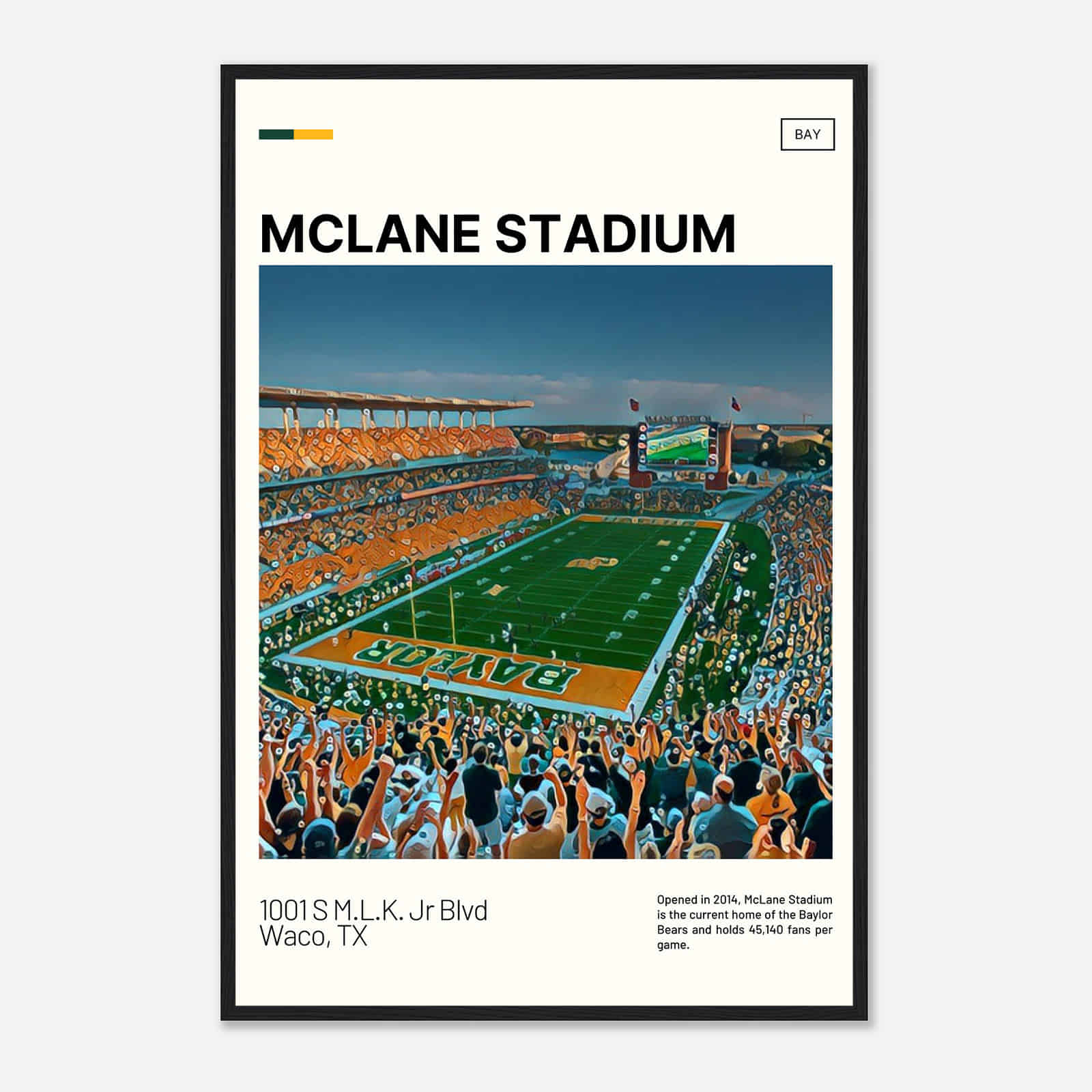 McLane Stadium Digital Oil Painting Poster Print - Citiesbox