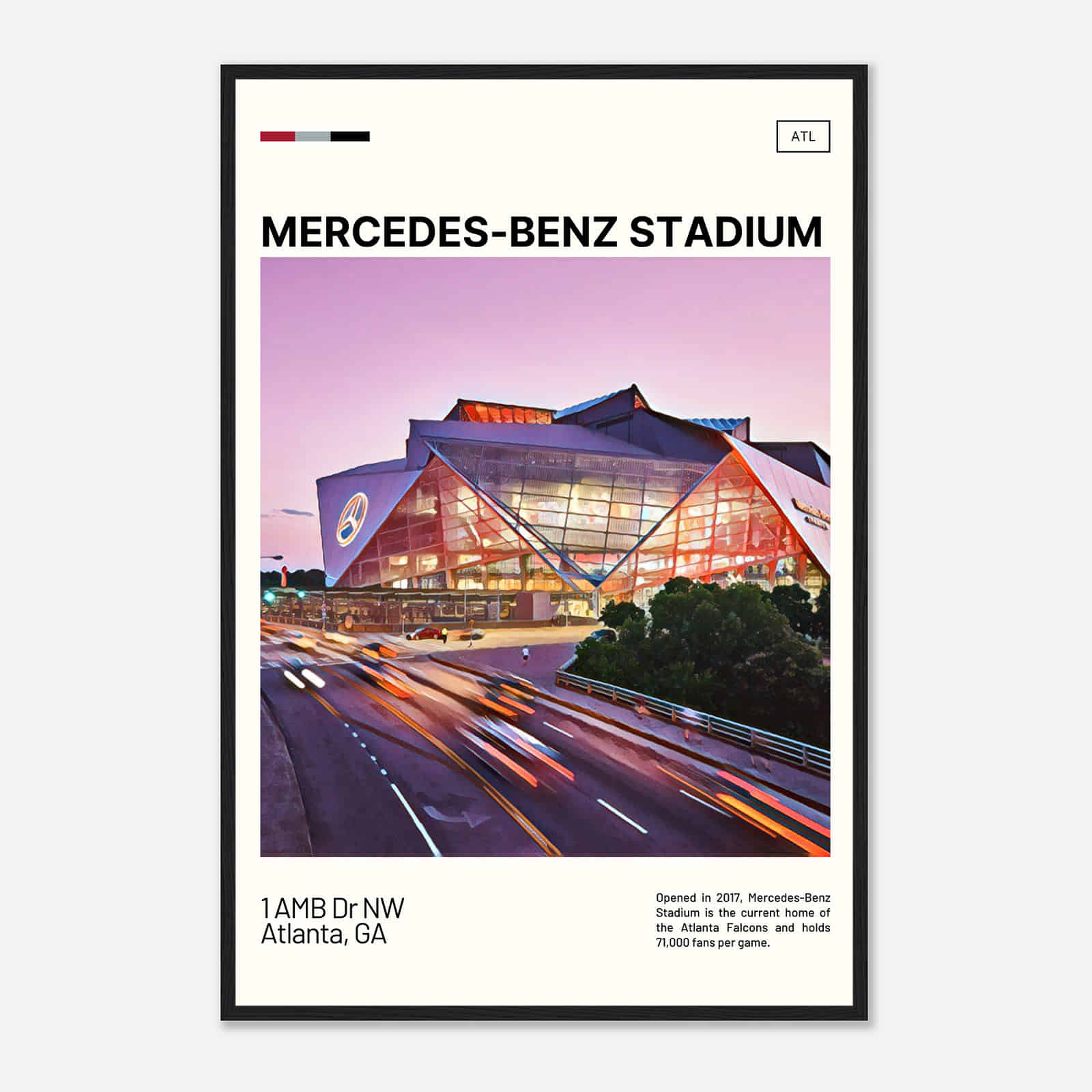 Mercedes-Benz Stadium Digital Oil Painting Poster Print - Citiesbox