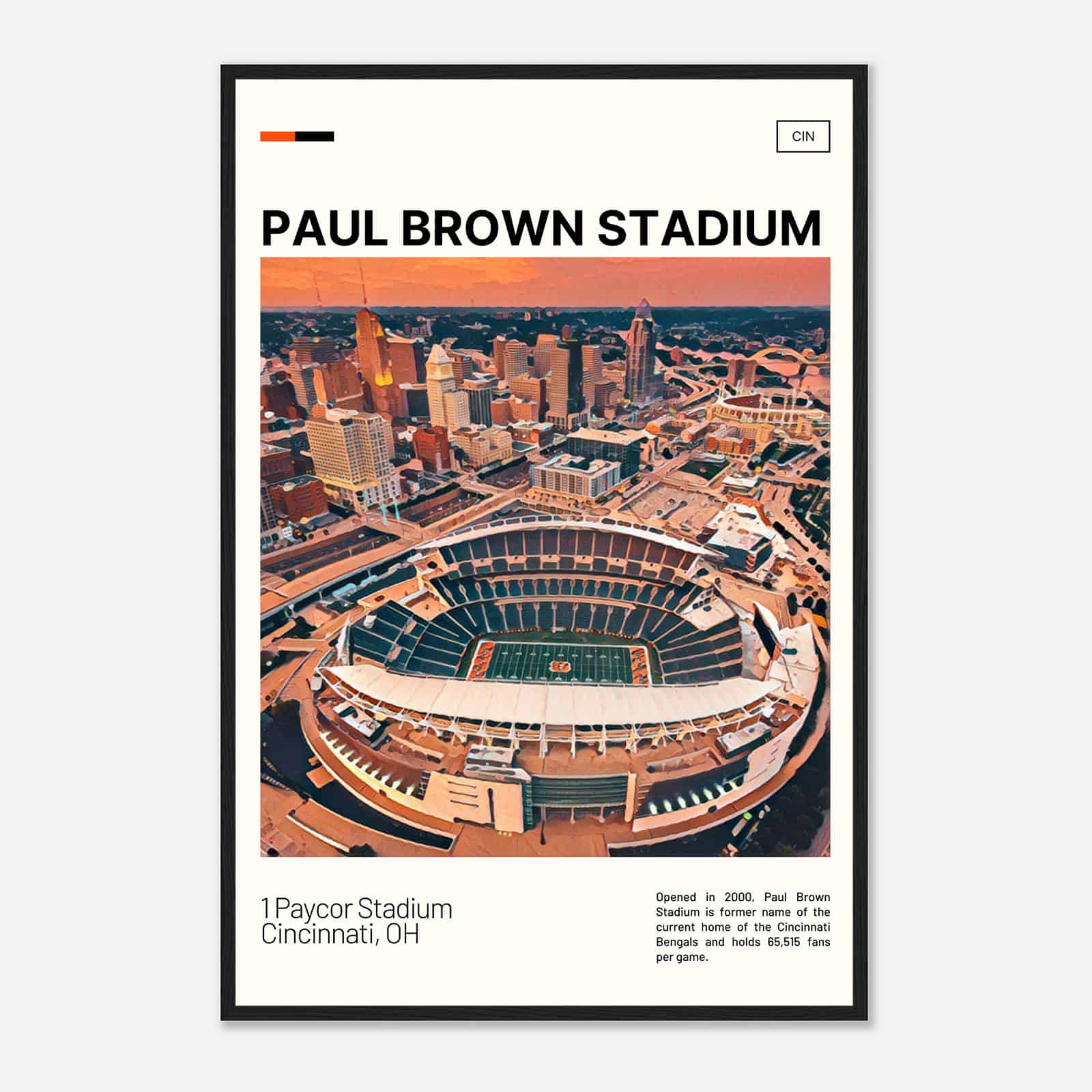 Paul Brown Stadium Digital Oil Painting Poster Print - Citiesbox
