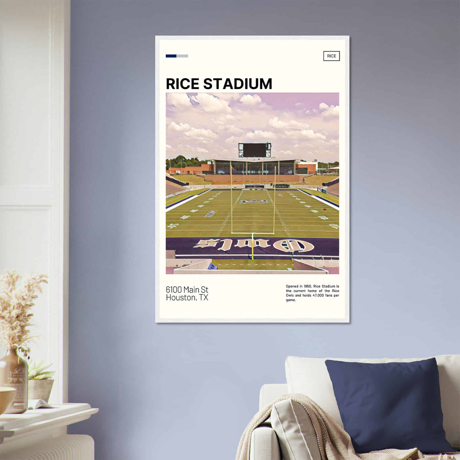 Rice Stadium Digital Oil Painting Poster Print - Citiesbox