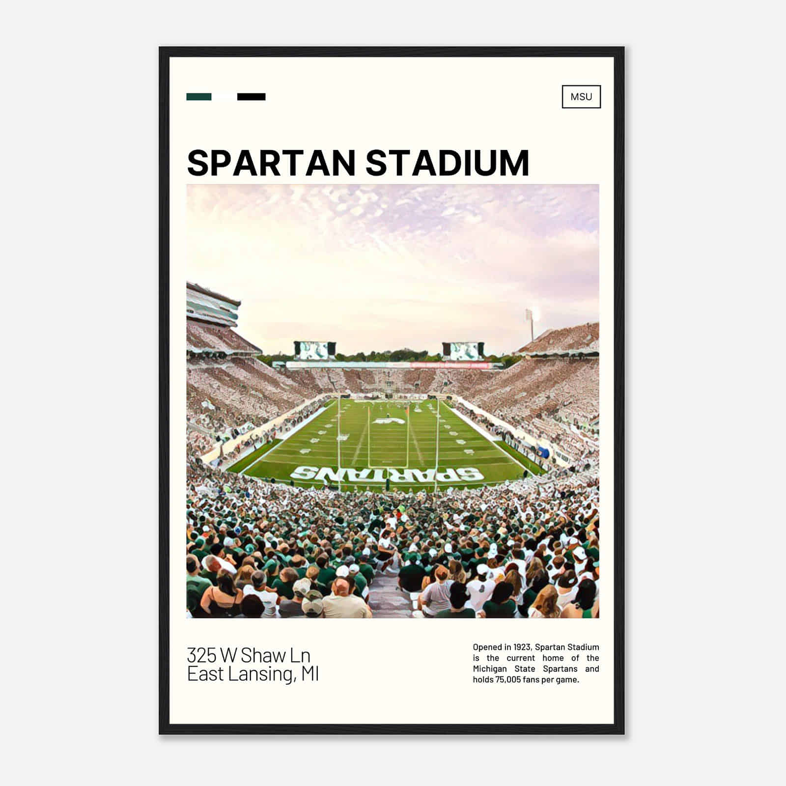 Spartan Stadium Digital Oil Painting Poster Print - Citiesbox