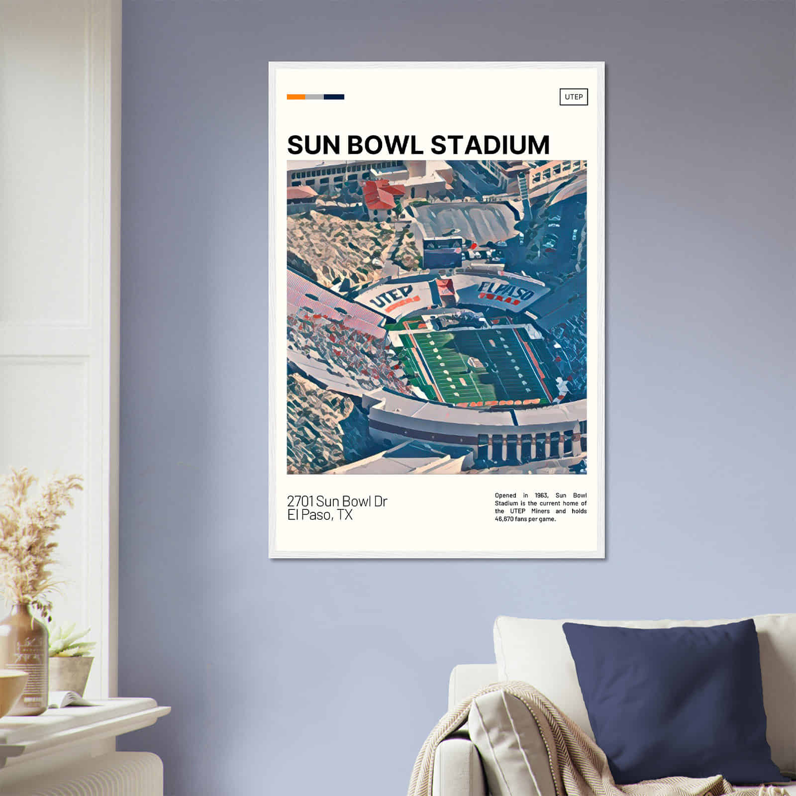 Sun Bowl Stadium Digital Oil Painting Poster Print - Citiesbox