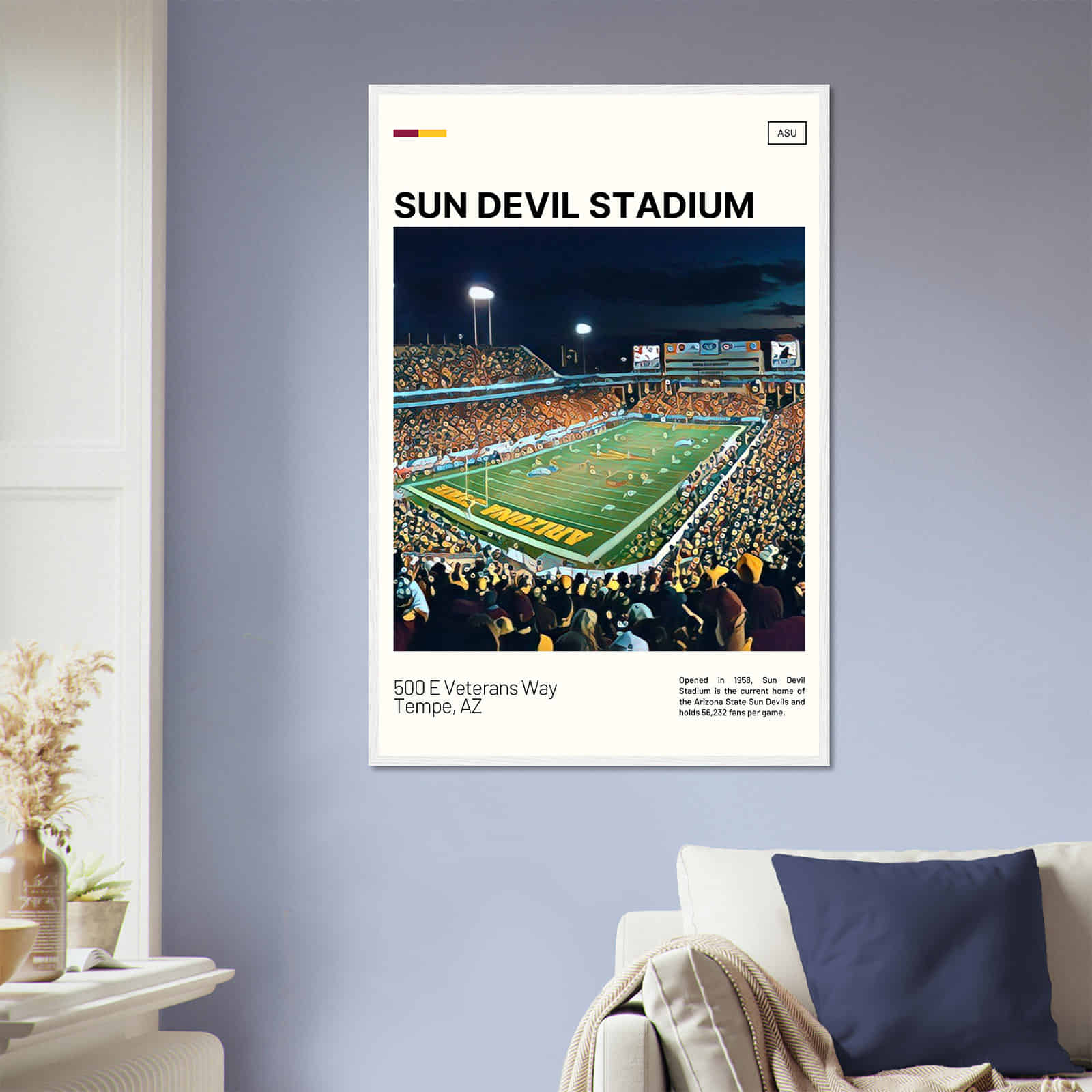 Sun Devil Stadium Digital Oil Painting Poster Print - Citiesbox