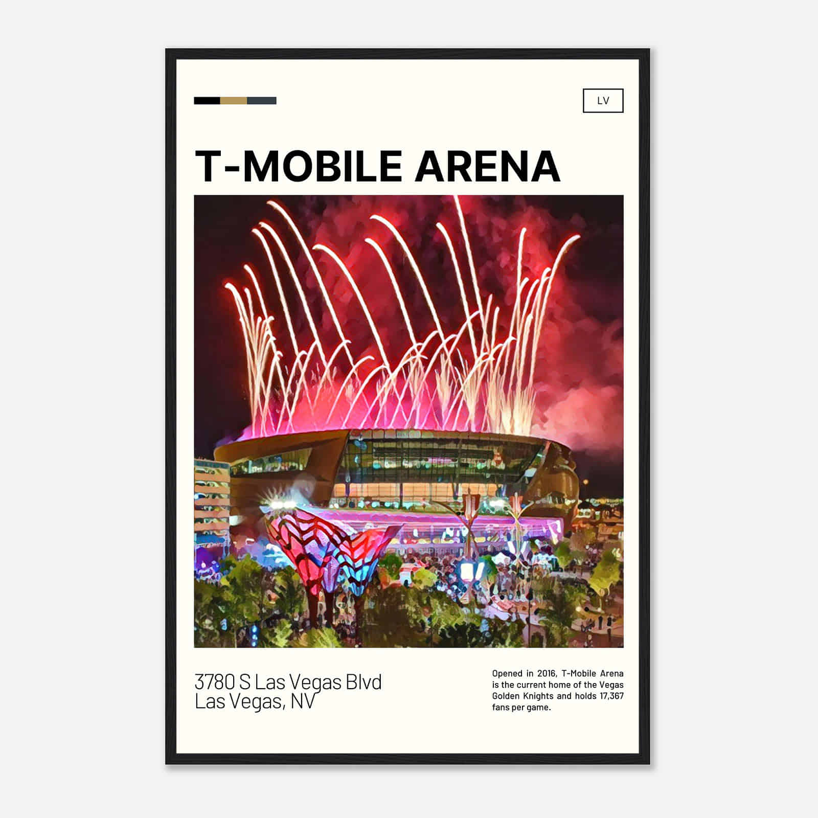 T-Mobile Arena Digital Oil Painting Poster Print - Citiesbox