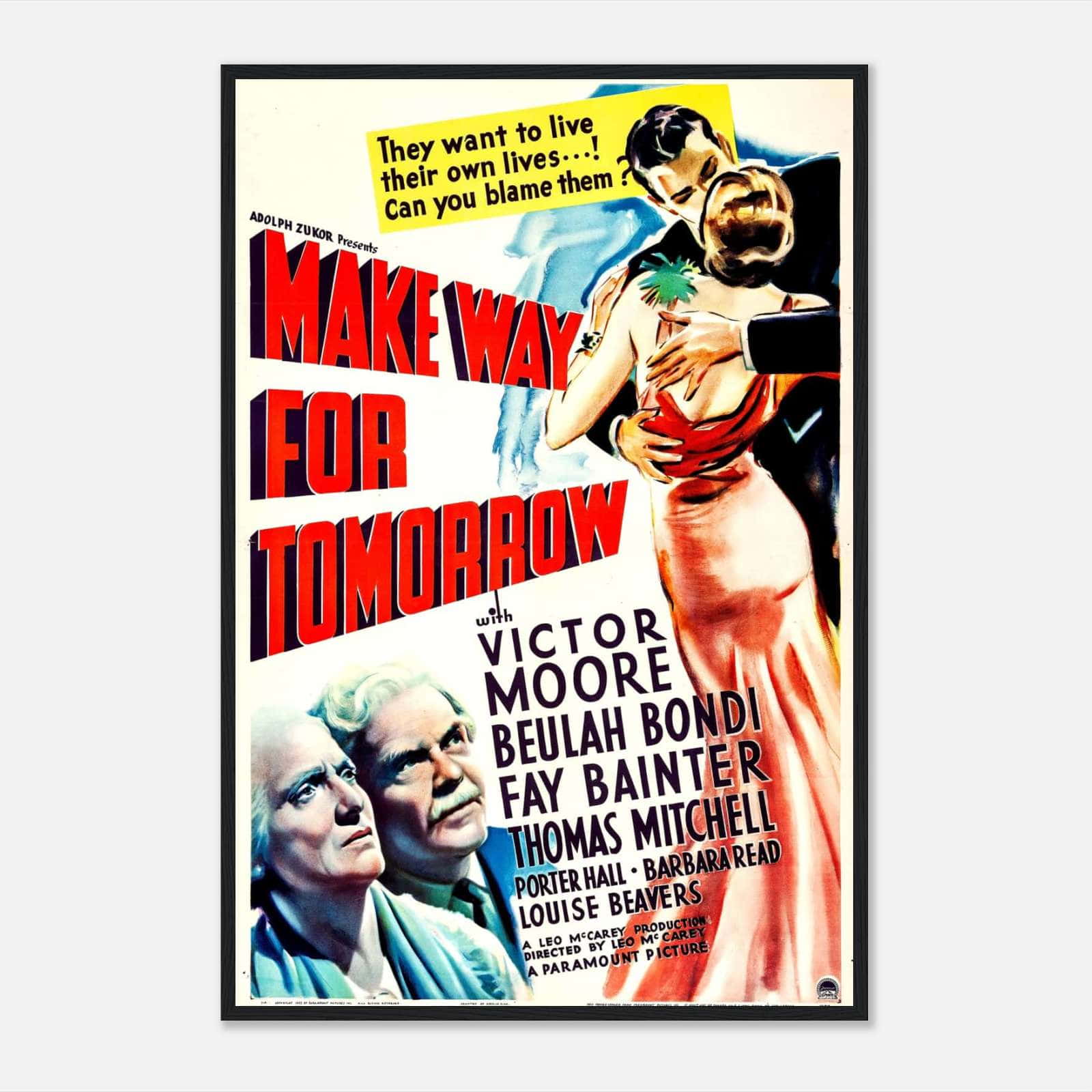 Make Way for Tomorrow (1937) Movie Poster Print - Citiesbox