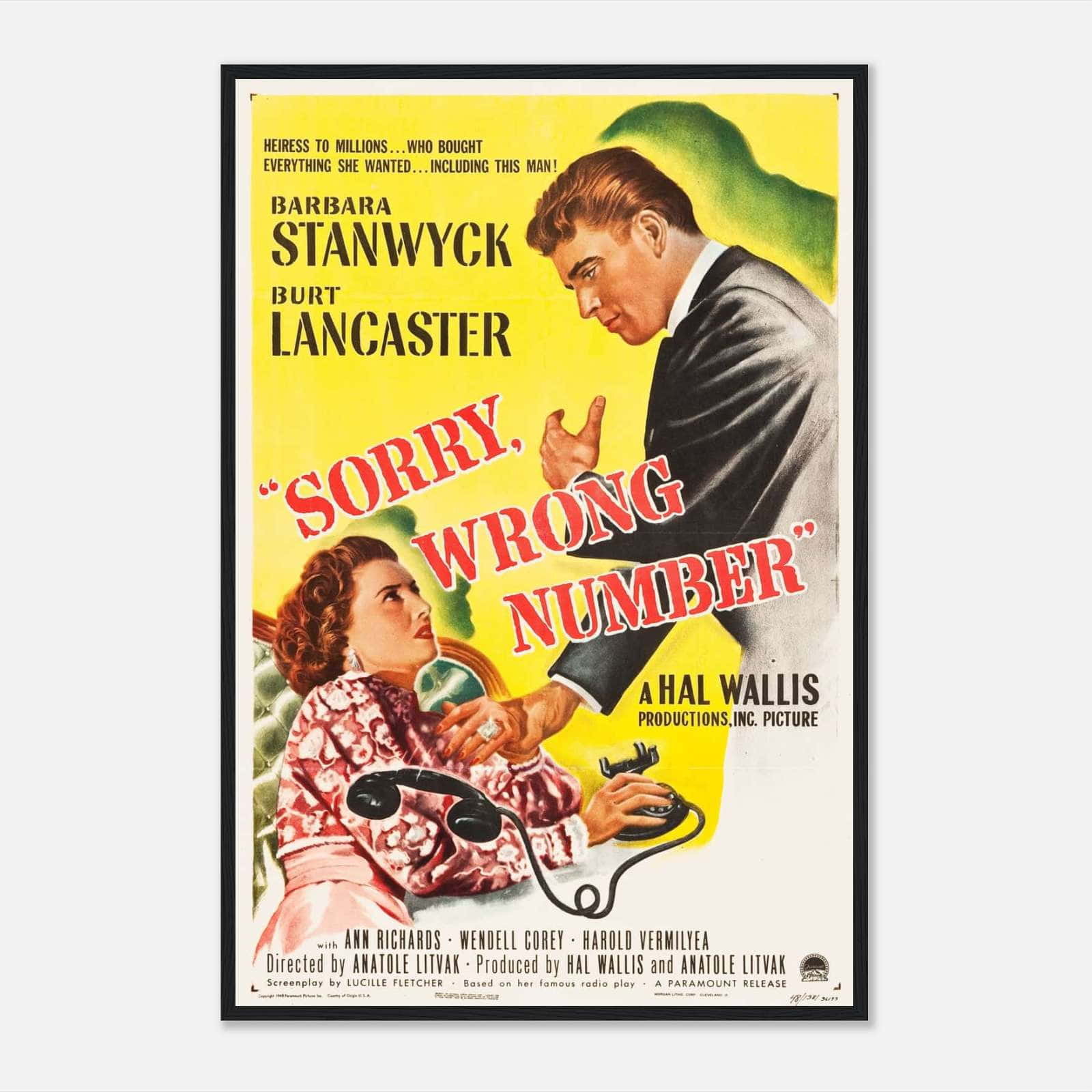Sorry, Wrong Number (1948) Movie Poster Print - Citiesbox