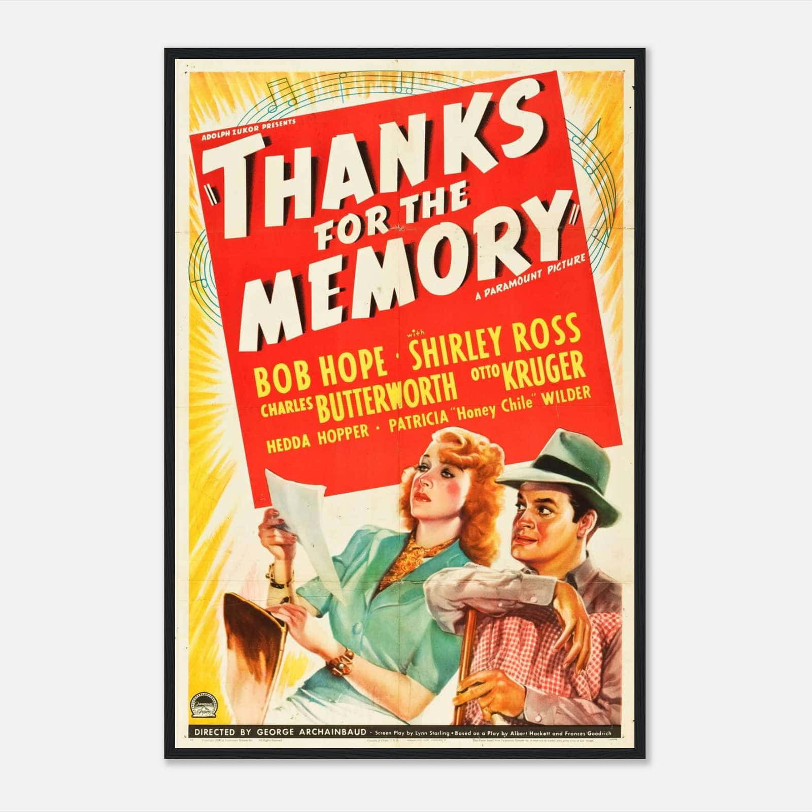 Thanks for the Memory (1938) Movie Poster Print - Citiesbox