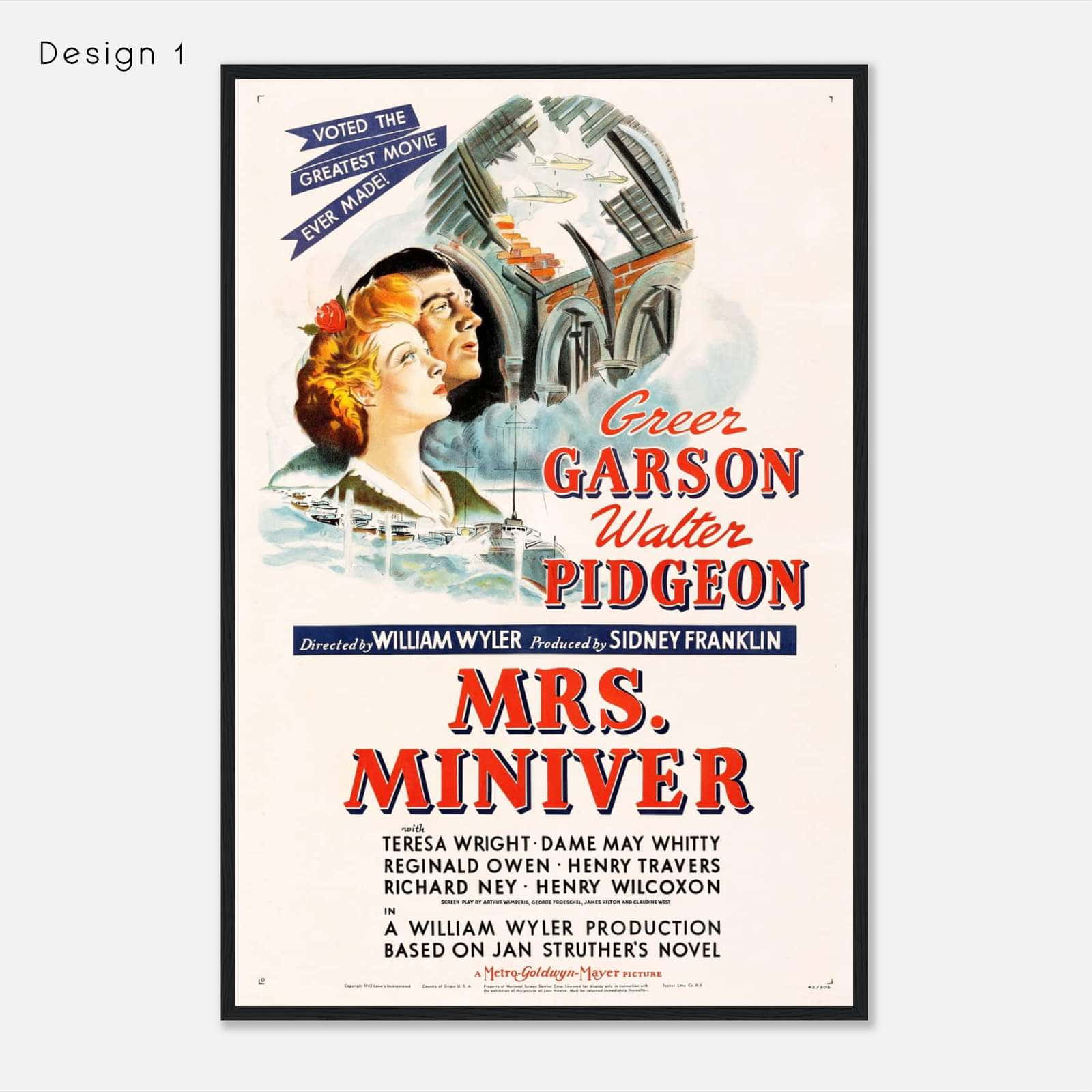 Mrs. Miniver (1942) Movie Poster Print - Citiesbox