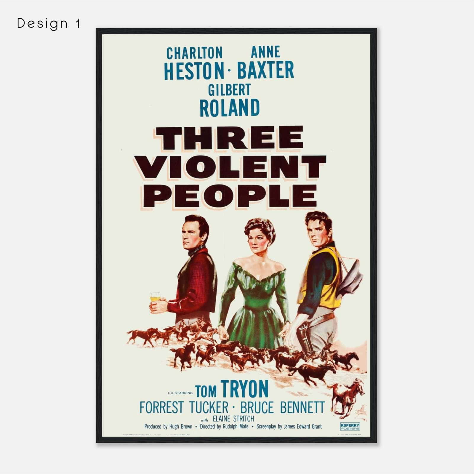 Three Violent People (1956) Movie Poster Print - Citiesbox