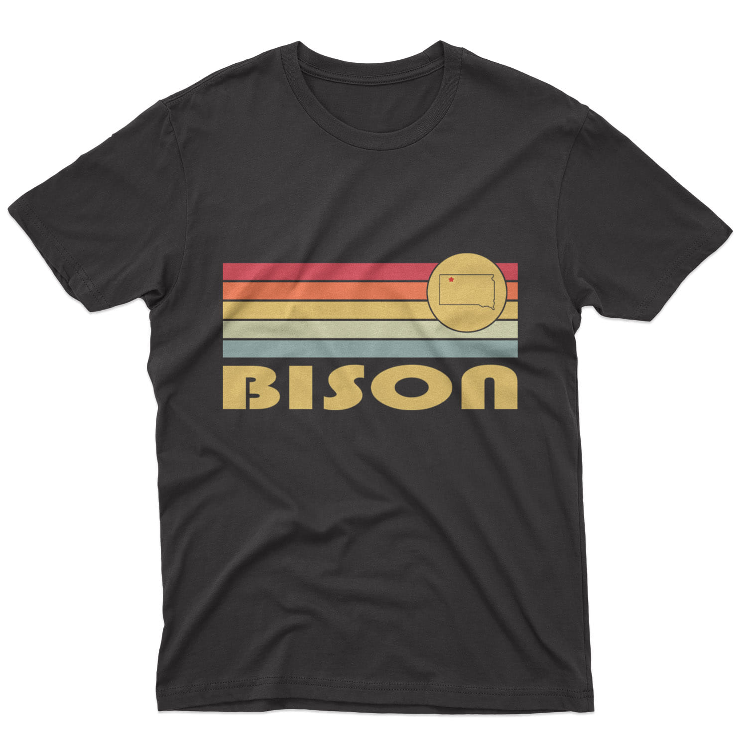 Bison South Dakota SD Vintage Sunset Shirt, Bison Retro T Shirt - Citiesbox